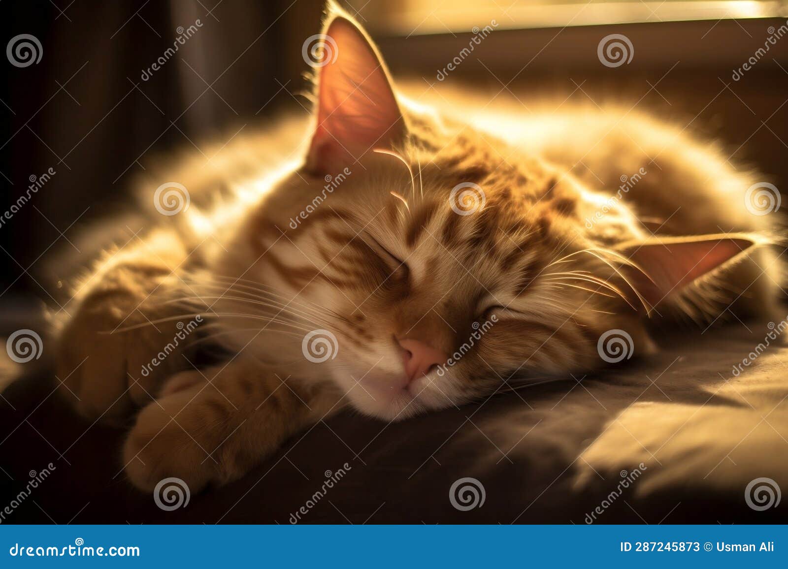 Snoozing in the Sun a Content Cat. AI Stock Image - Image of sleeping ...