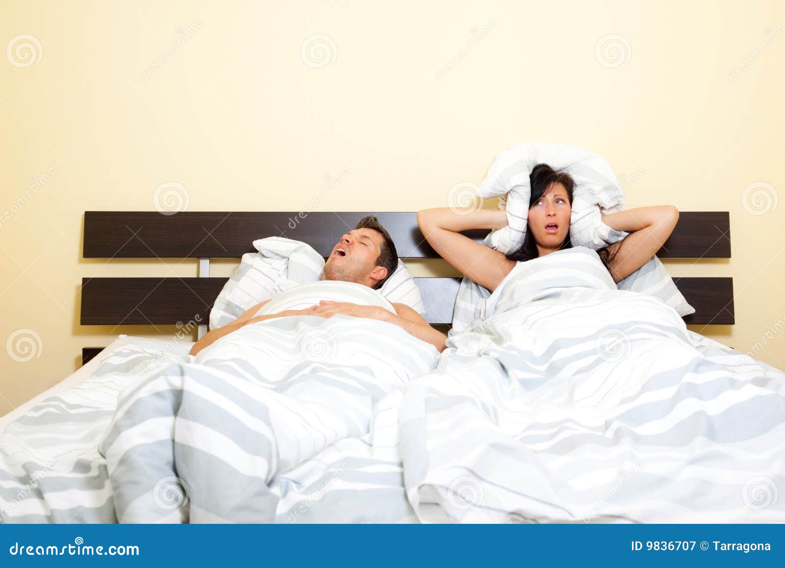 Snorer husband stock image. Image of arguing, bedroom - 9836707