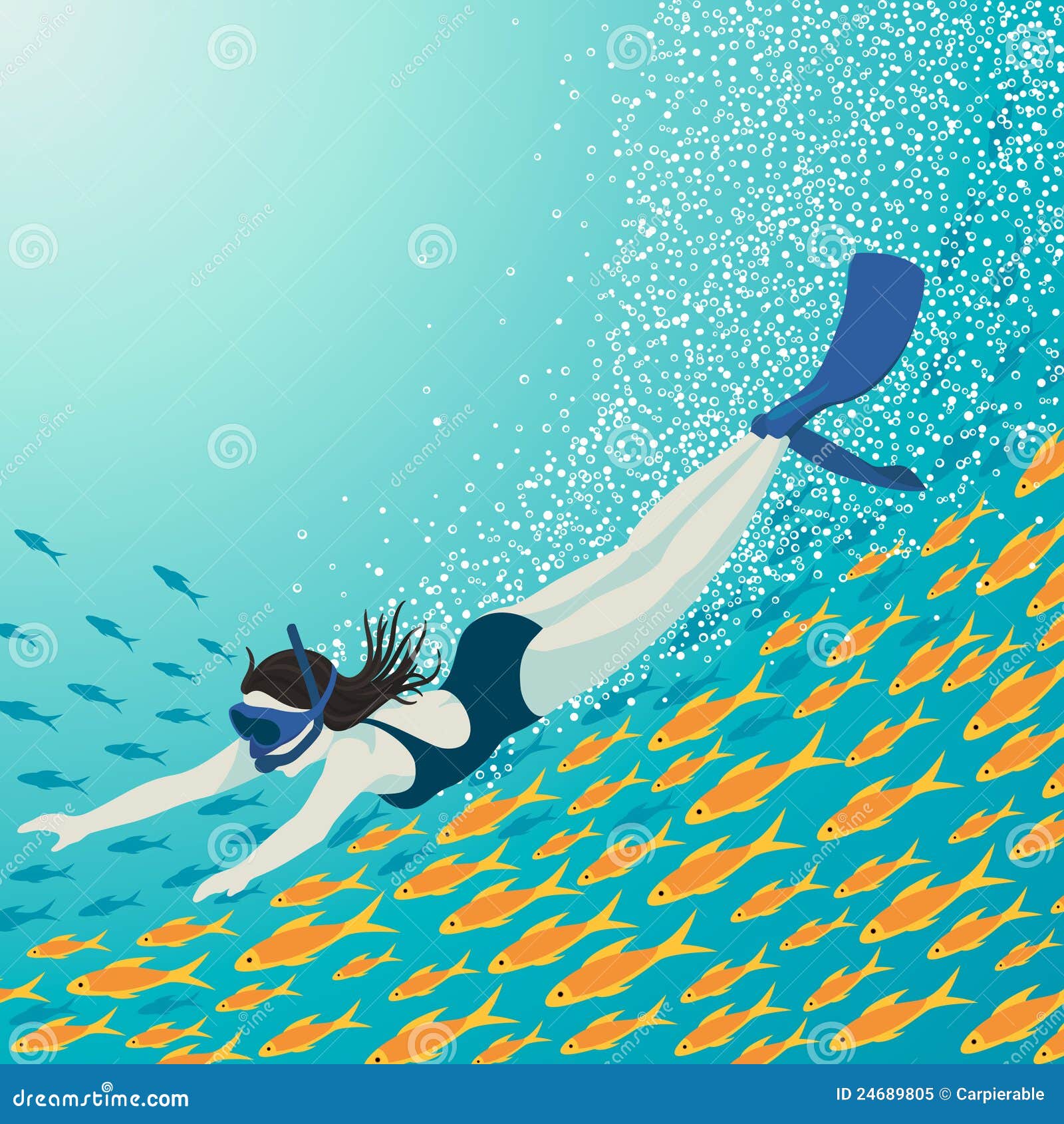 Snorkel girl stock vector. Illustration of beauty, snorkeling - 24689805