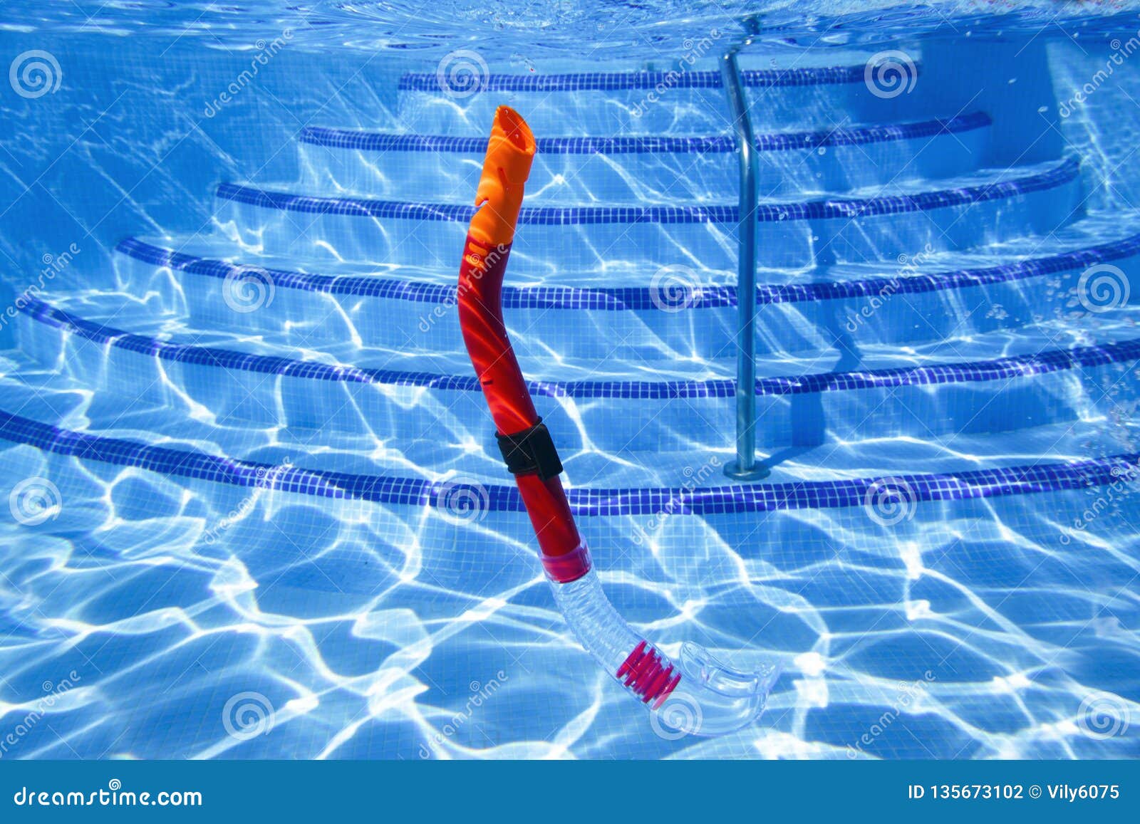 Snorkel Sinking in the Pool - View Underwater Stock Photo - Image of ...