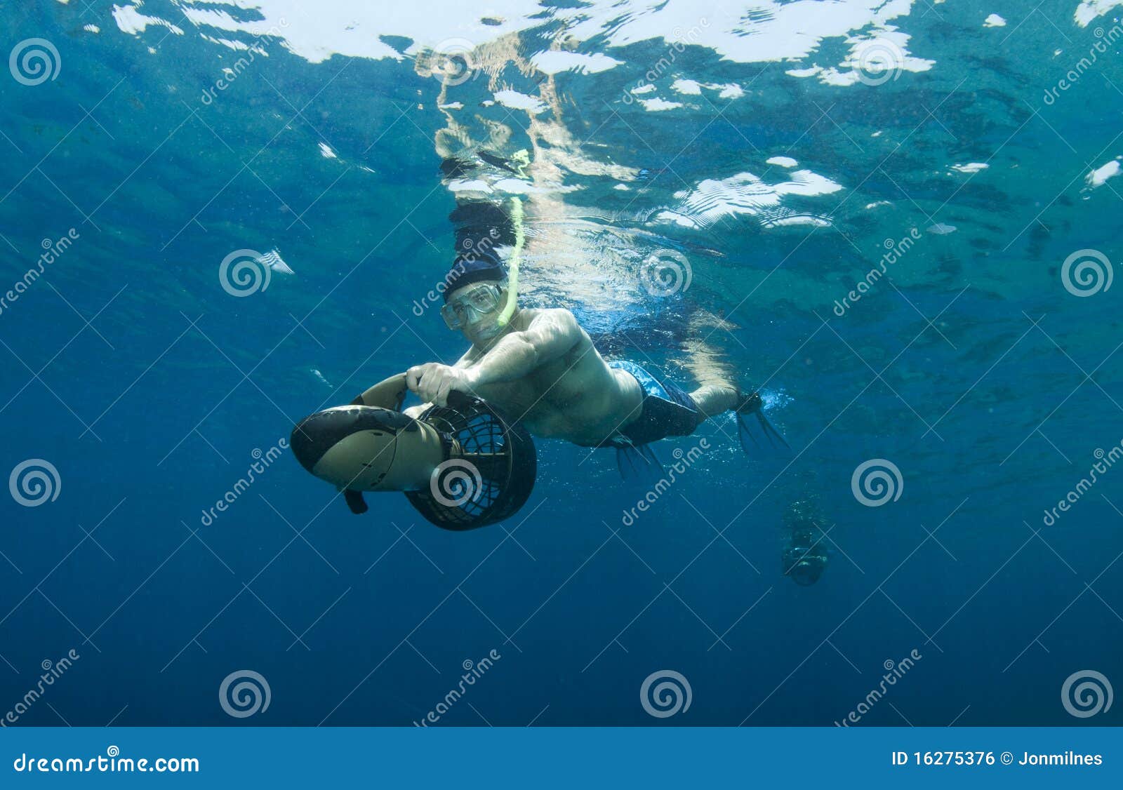 Snorkeler on Underwater Scooter Stock Photo - Image of nature, egypt ...