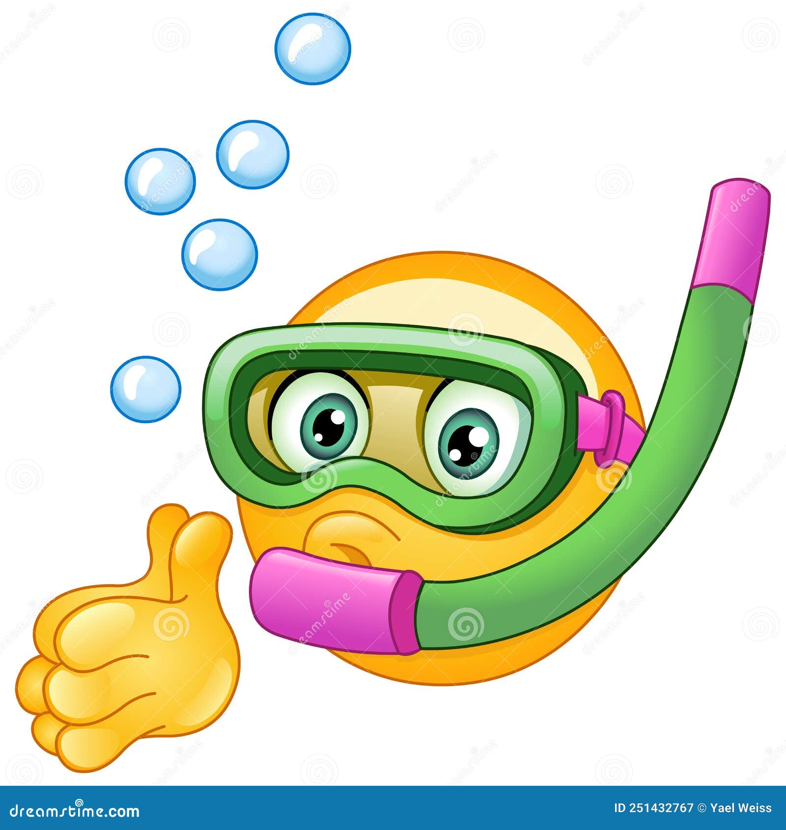 Snorkeling emoticon stock vector. Illustration of comic - 251432767