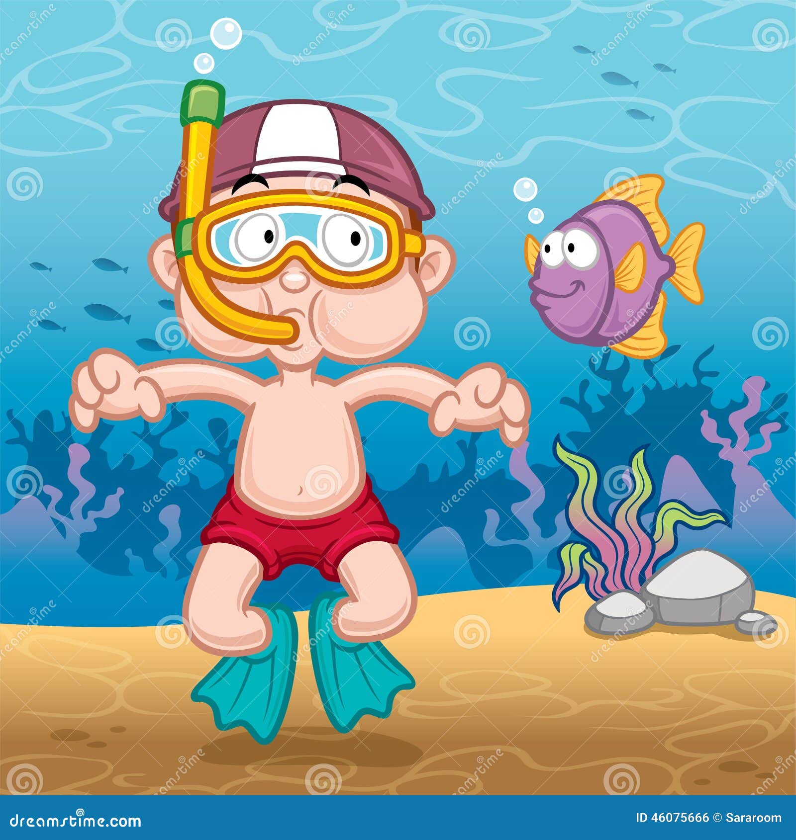 Snorkeling kid stock vector. Illustration of deep, sport - 46075666
