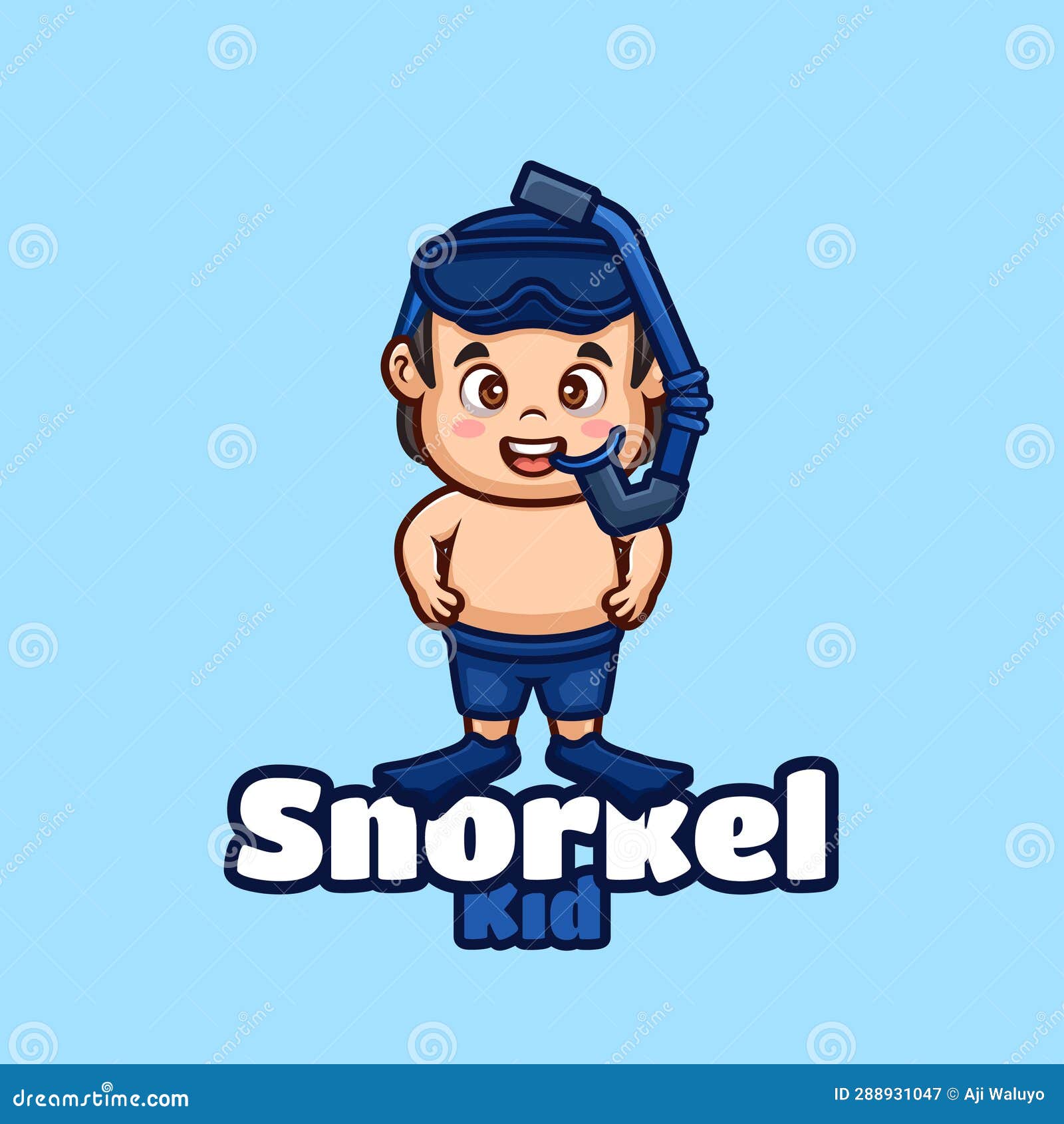 Snorkle Kid Cartoon Mascot Logo Stock Illustration - Illustration of ...
