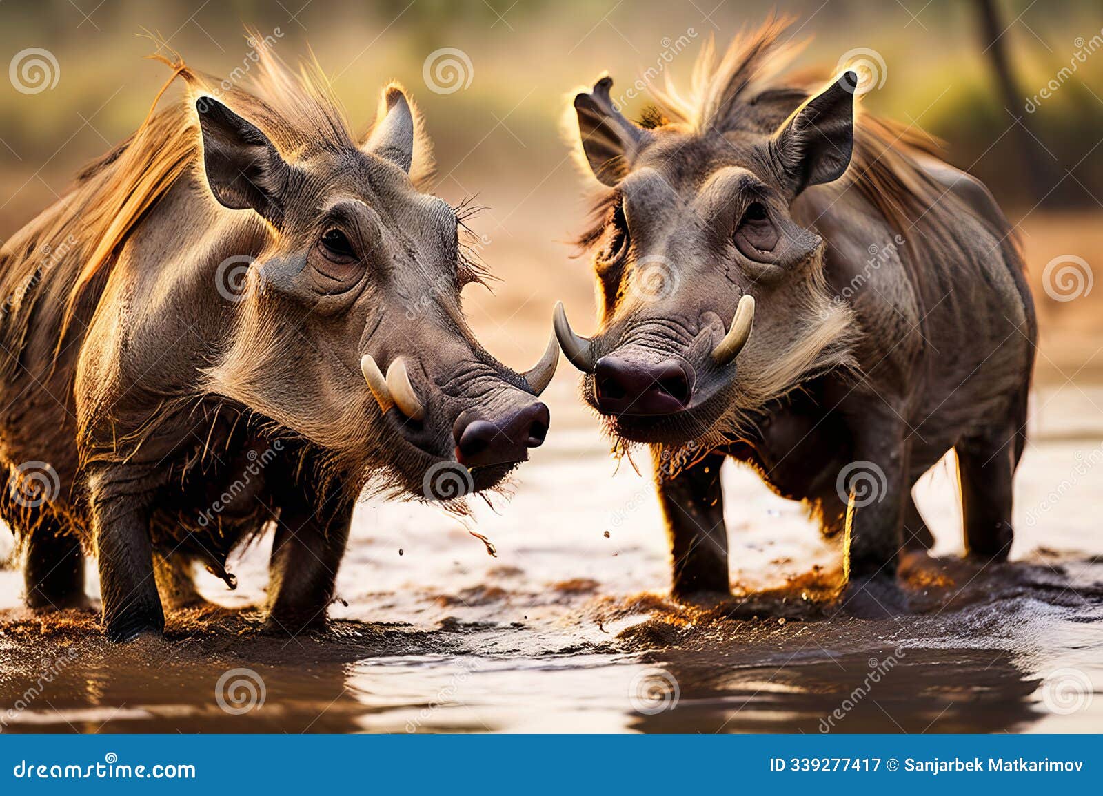 Warthogs Snorting and Grunting at Each Other Stock Illustration ...