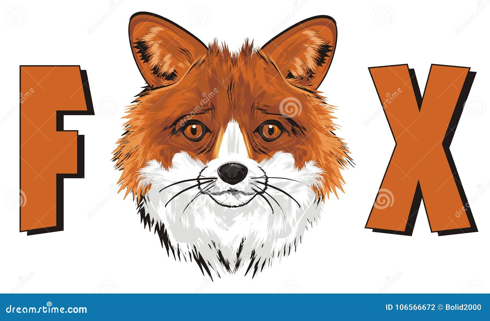Fox and letters stock illustration. Illustration of head - 106566672