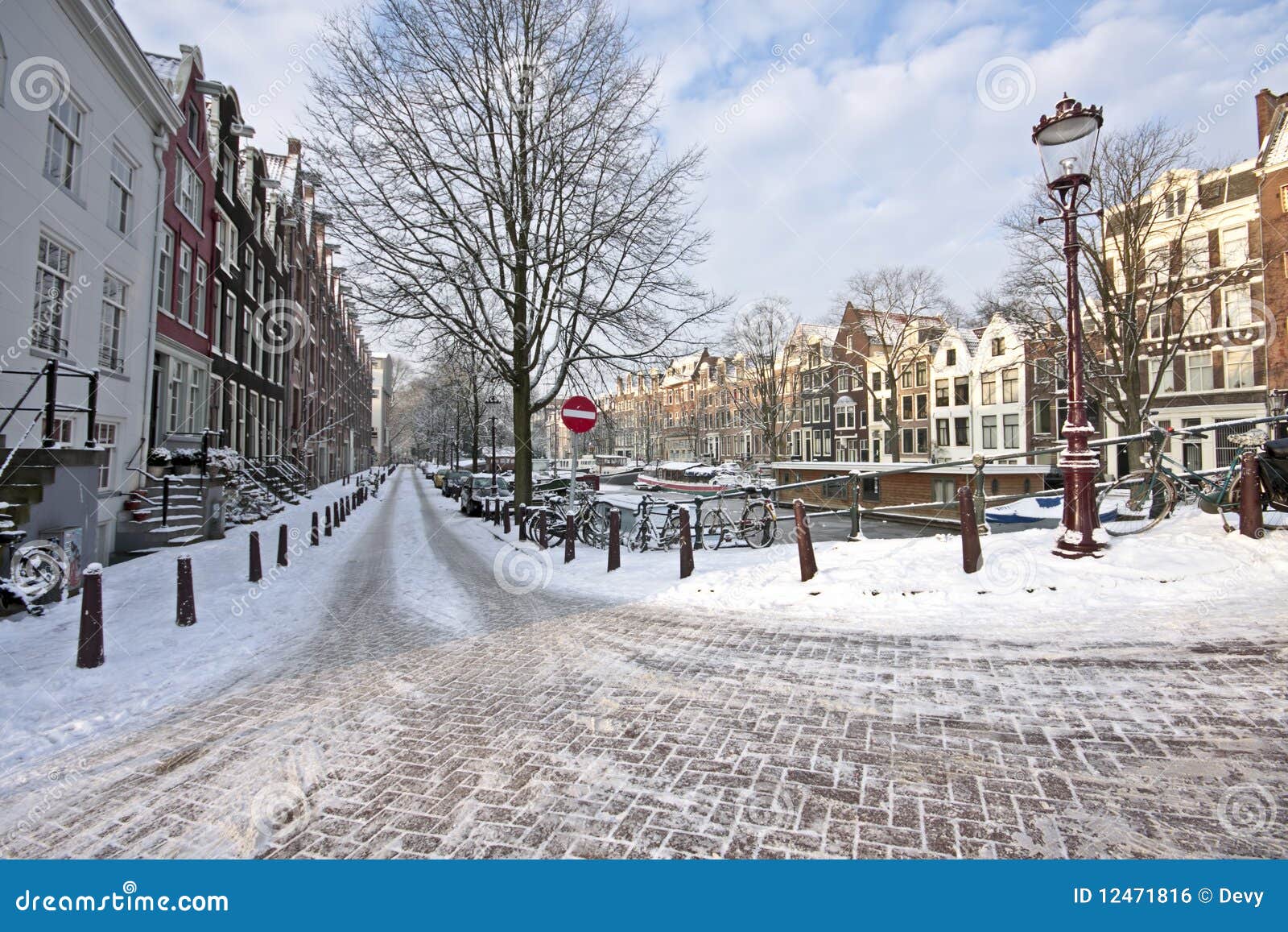 Snow in Amsterdam the Netherlands Stock Photo - Image of snowy, road ...