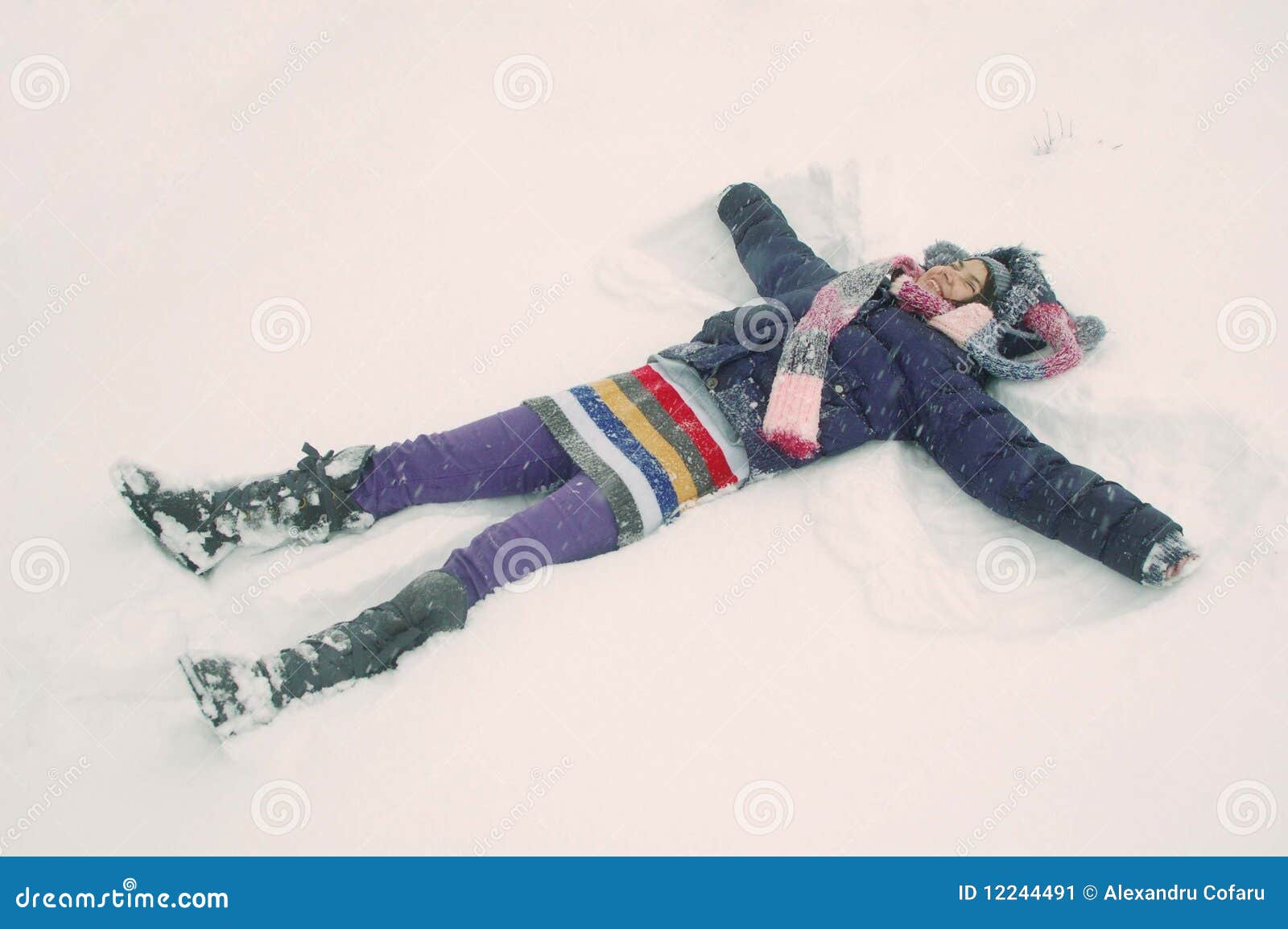Snow angel stock image. Image of beautiful, person, playing - 12244491
