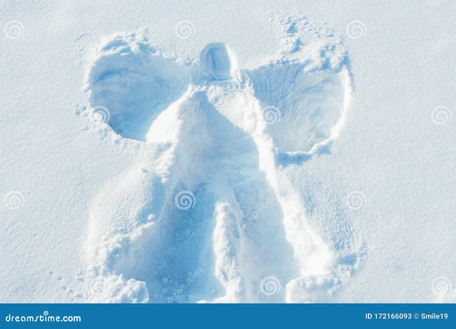 Snow Angel Made in the White Snow Stock Image - Image of leisure, print ...