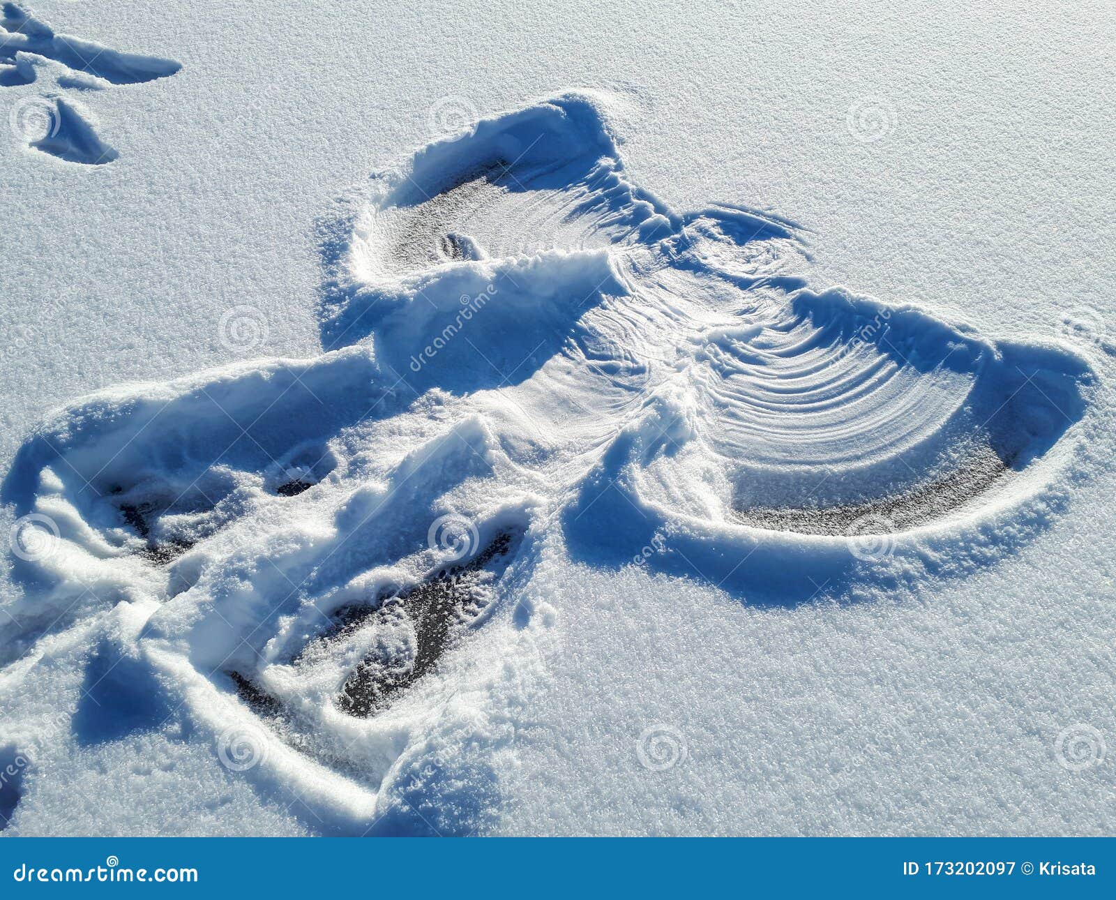 Snow Angel in the Snow View from the Side Stock Image - Image of clean ...
