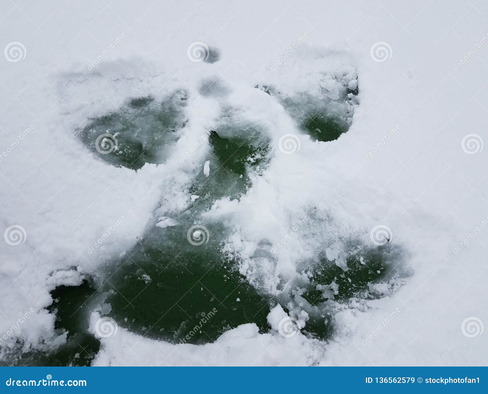Snow Angel in White Snow on Asphalt Stock Image - Image of cold ...