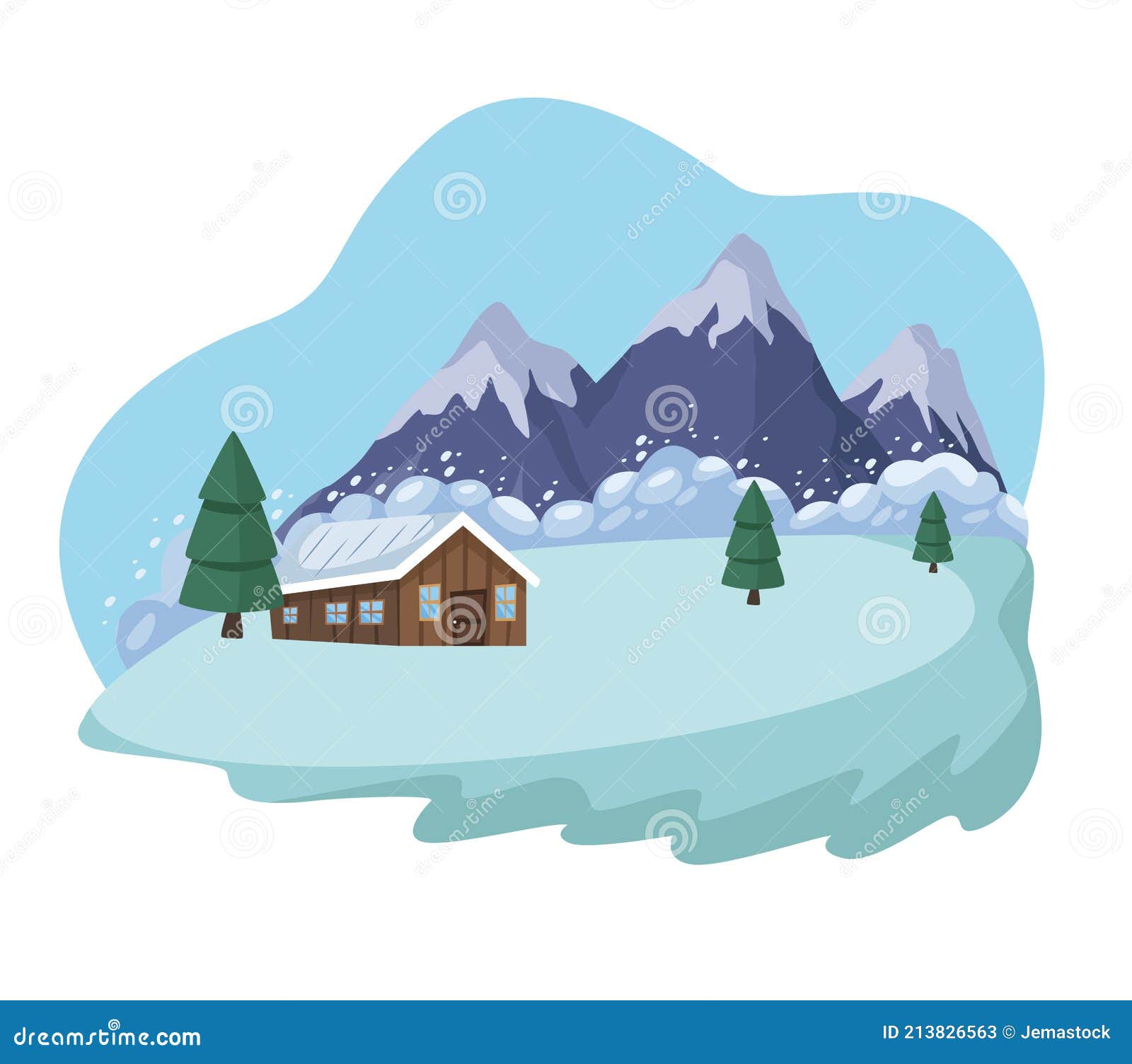 Snow avalanche scene stock vector. Illustration of avalanche - 213826563