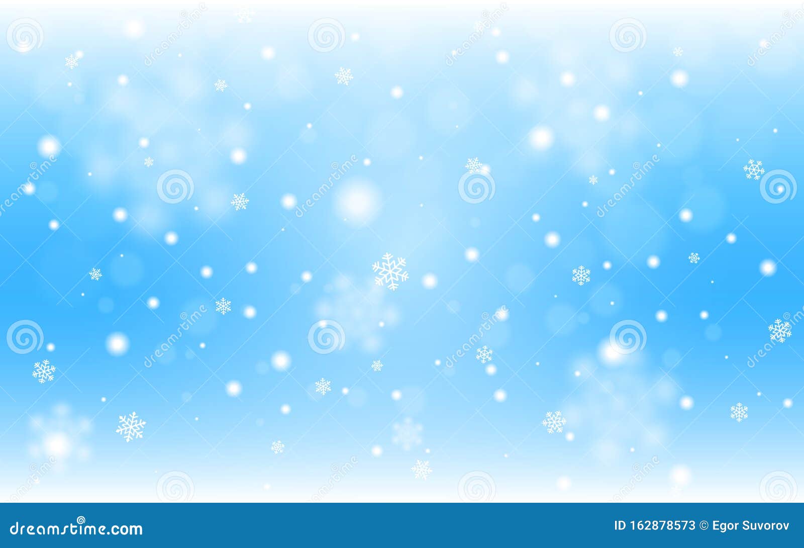 Snow Background Blue. Christmas Snowfall with Defocused Flakes. Winter ...