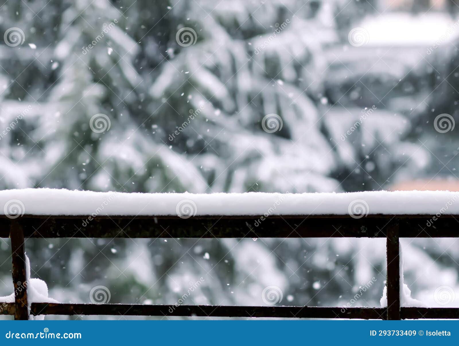 Snow on the Balcony Railing. Winter Details Stock Image - Image of ...