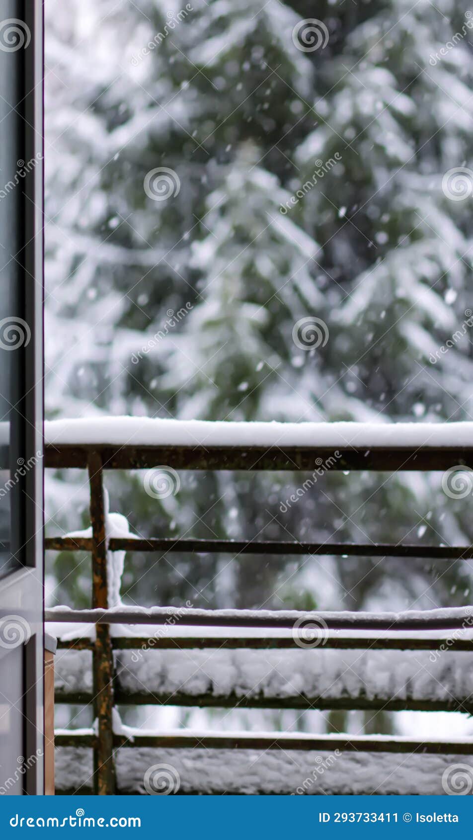 Snow on the Balcony Railing. Winter Details Stock Image - Image of ...