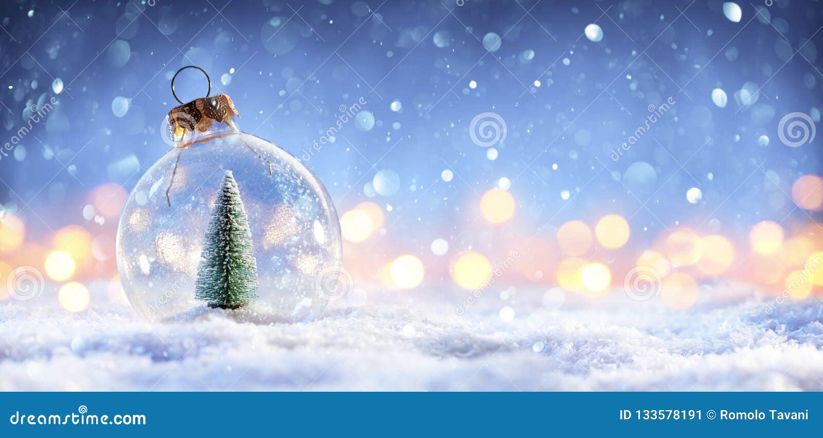 Snow Ball with Christmas Tree in it and Lights Stock Illustration ...