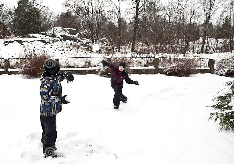 Snow ball fight stock image. Image of playing, happiness - 28030027