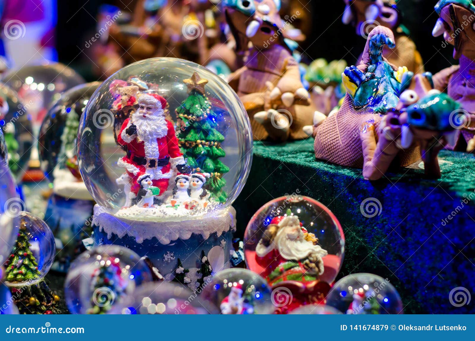 Snow-ball Toy Glass Ball stock image. Image of claus - 141674879