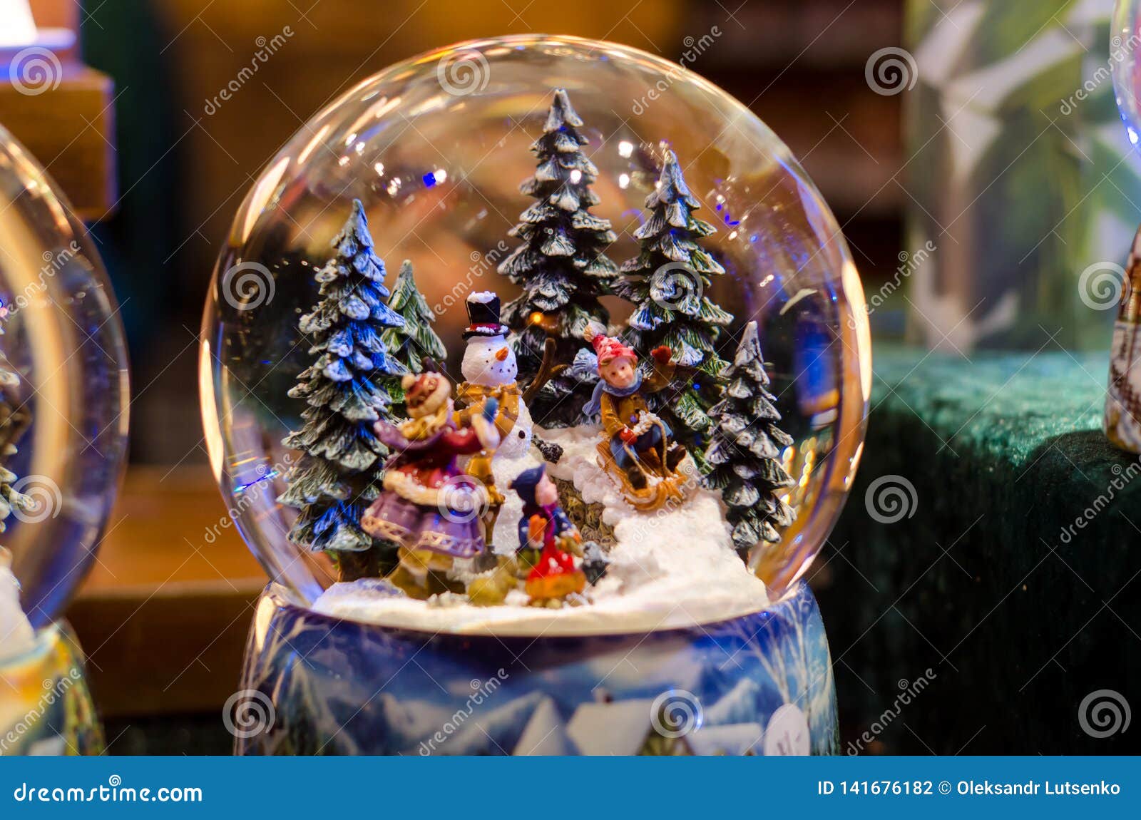 Snow-ball Toy Glass Ball stock photo. Image of inside - 141676182