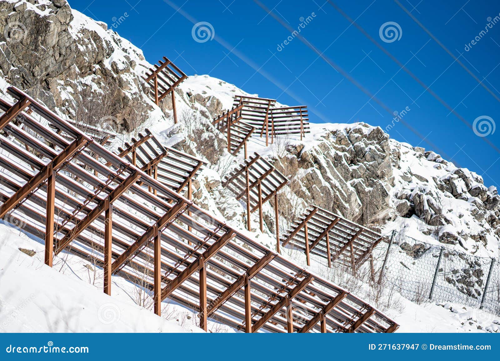 Snow Barriers in the Mountains Stock Image - Image of range, formation ...