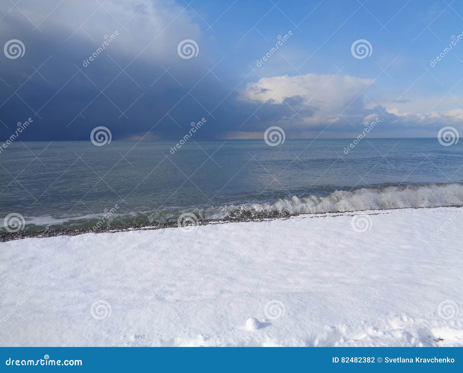 Snow on the Beach, Black Sea Coast Stock Photo - Image of storm, sochi ...