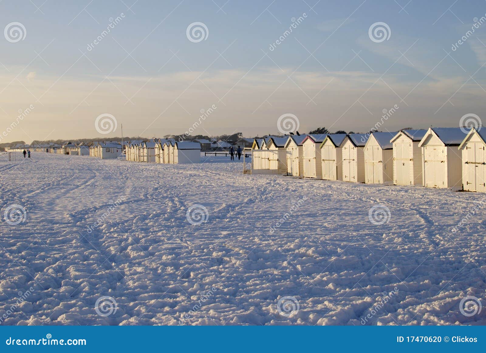 Snow on Beach at Worthing. England Stock Photo - Image of snow, huts ...