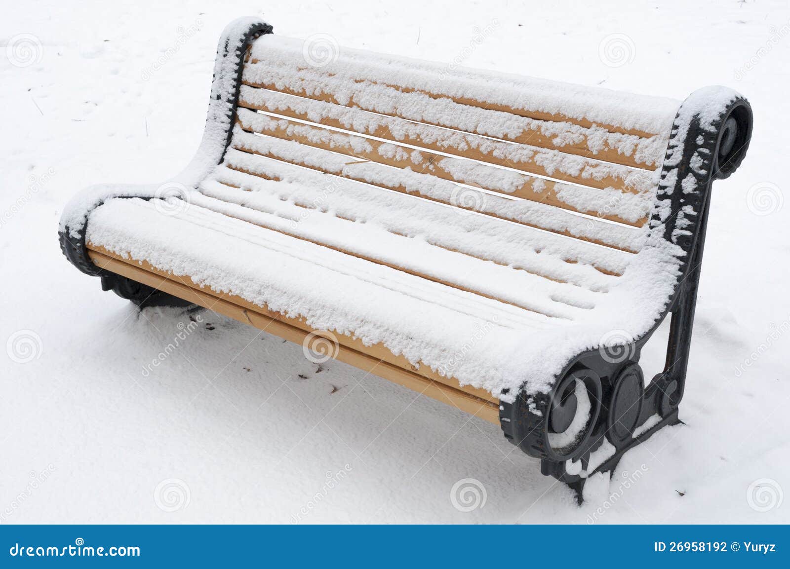 Snow bench stock photo. Image of covered, park, bench - 26958192