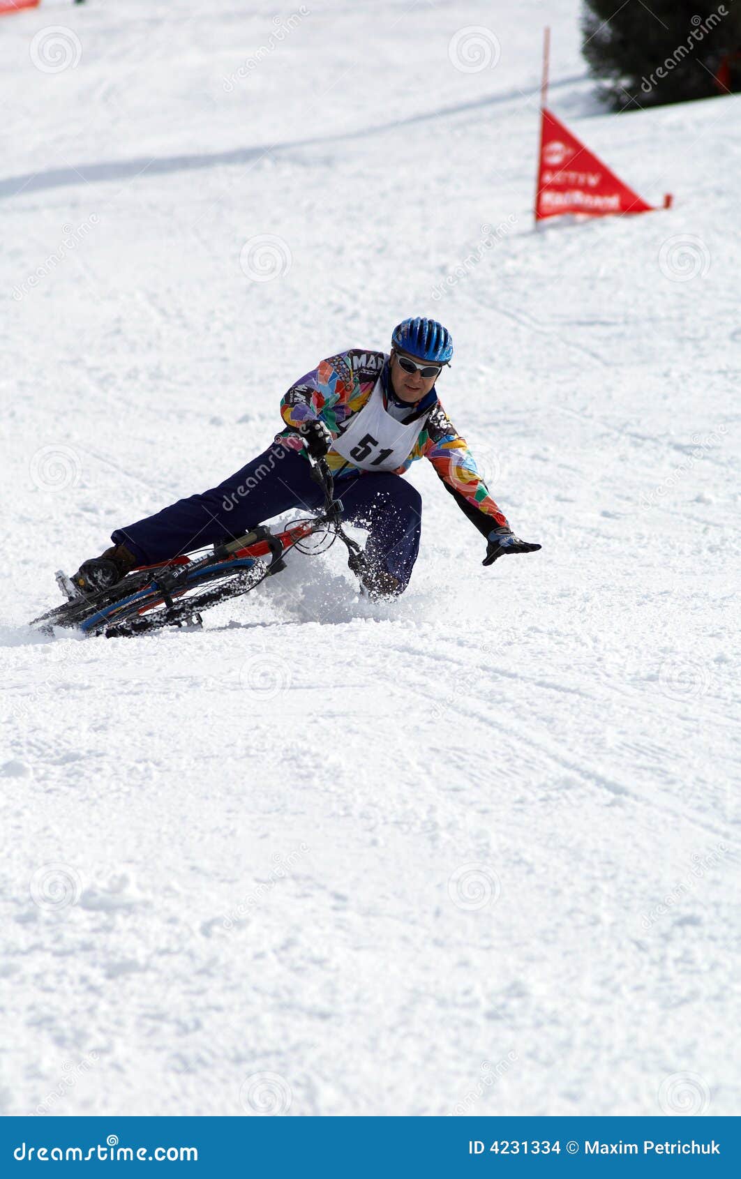 Snow biker fall on race editorial stock image. Image of path - 4231334