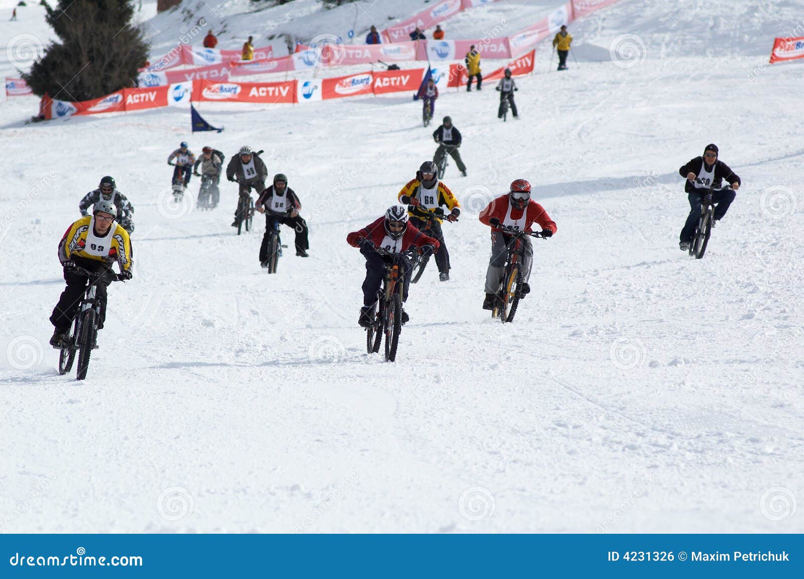 Snow bikers on race editorial photo. Image of country - 4231326