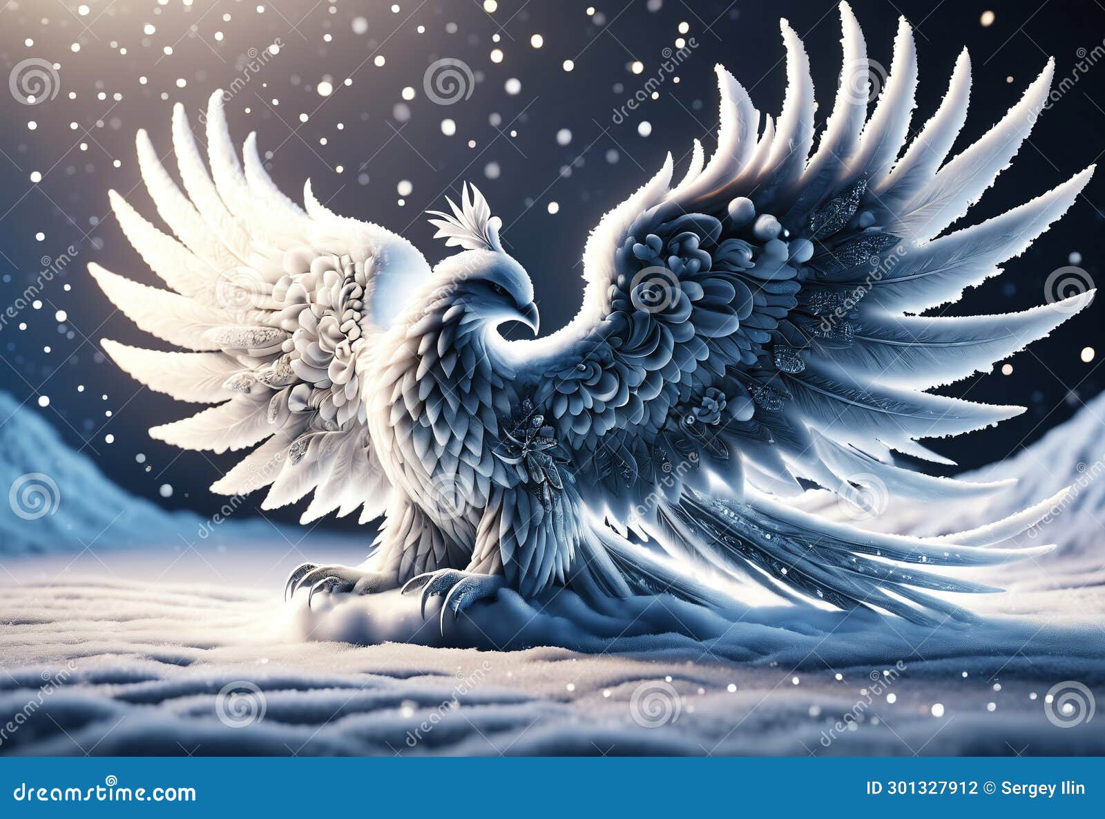 Snow Bird Phoenix. Generative AI Stock Illustration - Illustration of ...
