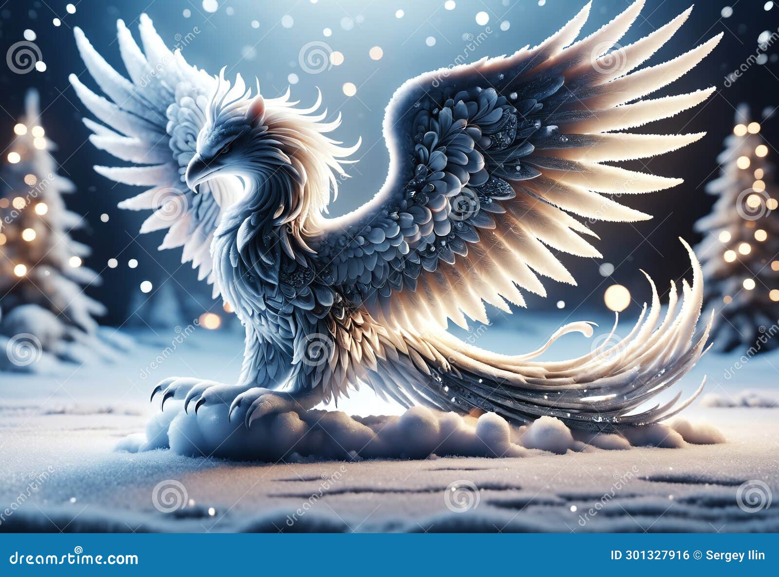 Snow Bird Phoenix. Generative AI Stock Illustration - Illustration of ...