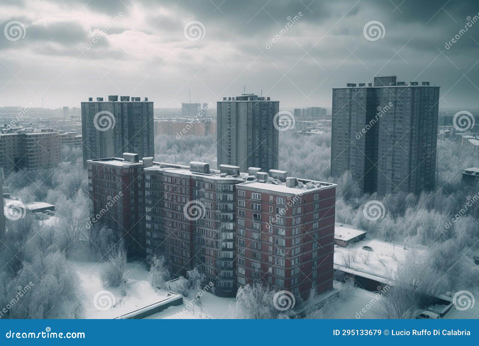 Soviet winter wonderland stock illustration. Illustration of cityscape ...