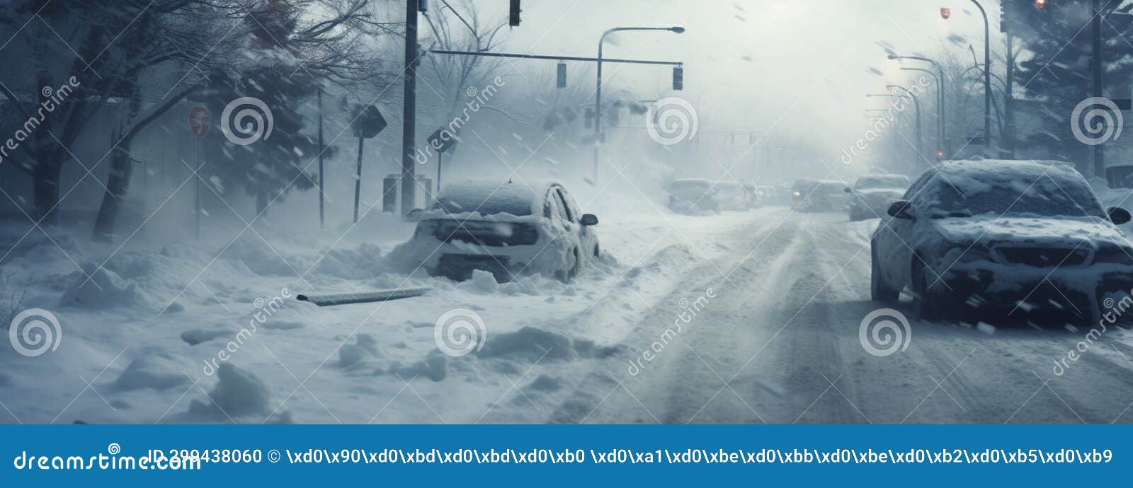 Snow Blizzard Cars in the Snow Stock Illustration - Illustration of ...