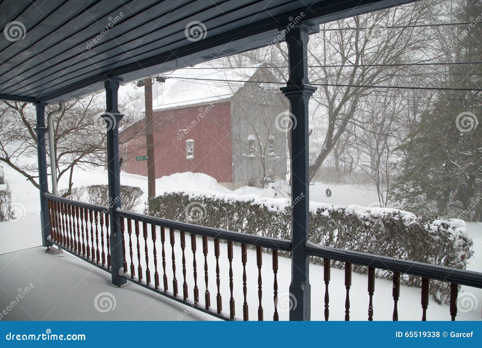 Snow blizzard stock photo. Image of houses, scene, porch - 65519338