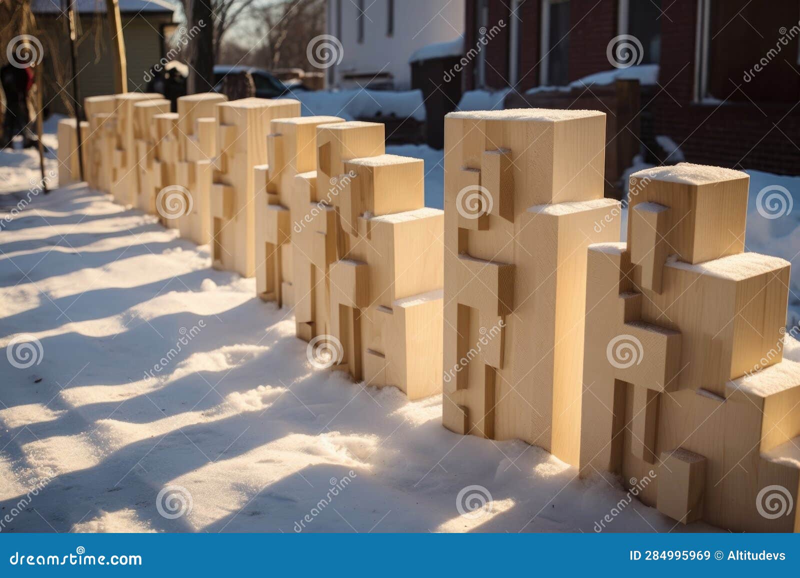 Snow Blocks Ready for Carving in a Row Stock Illustration ...