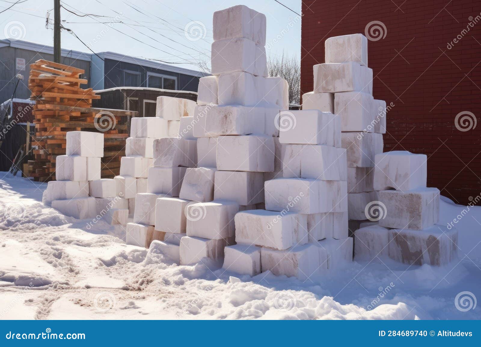 Snow Blocks Stacked for Sculpture Base Stock Photo - Image of sculpture ...