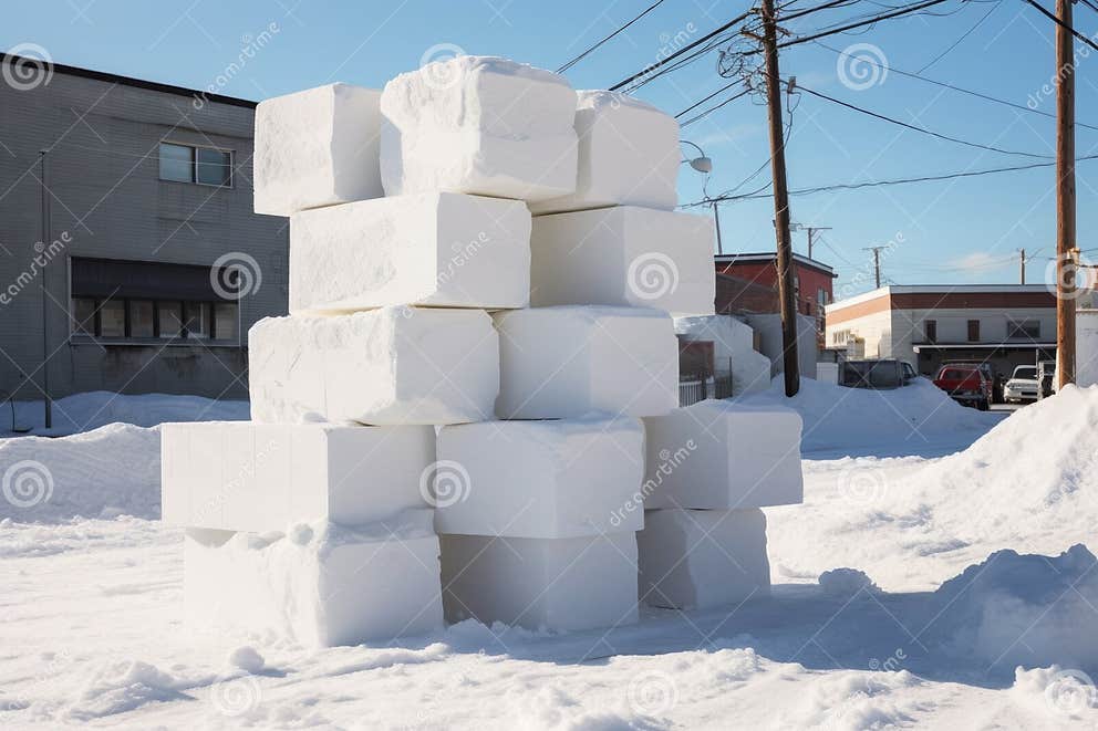 Snow Blocks Stacked for Sculpture Base Stock Photo - Image of igloo ...