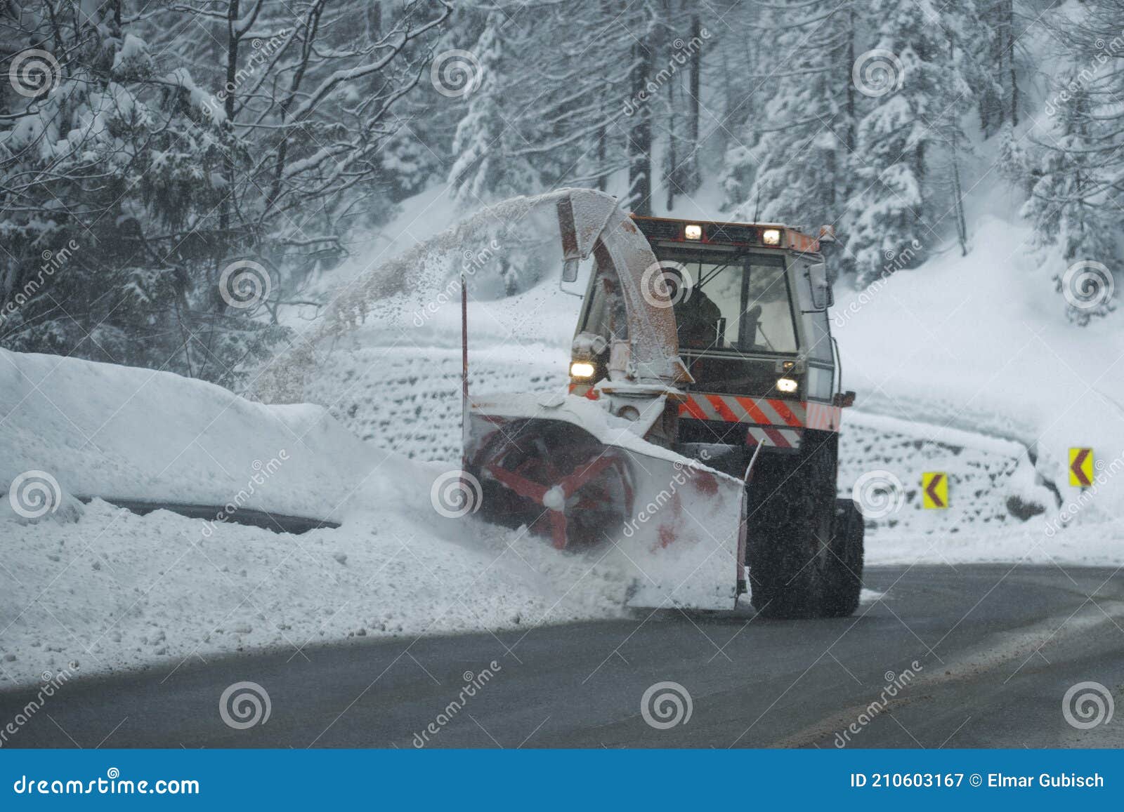 Snow Blower on a Country Road in Winter Stock Image - Image of mobility ...