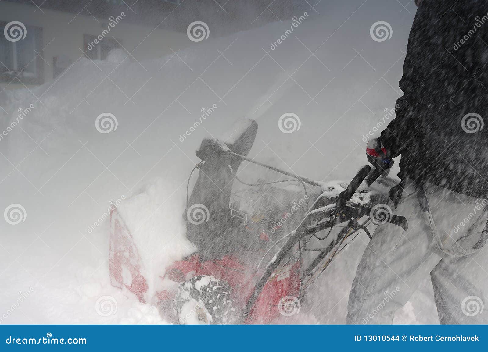 Snow blower at work stock photo. Image of snowblower - 13010544