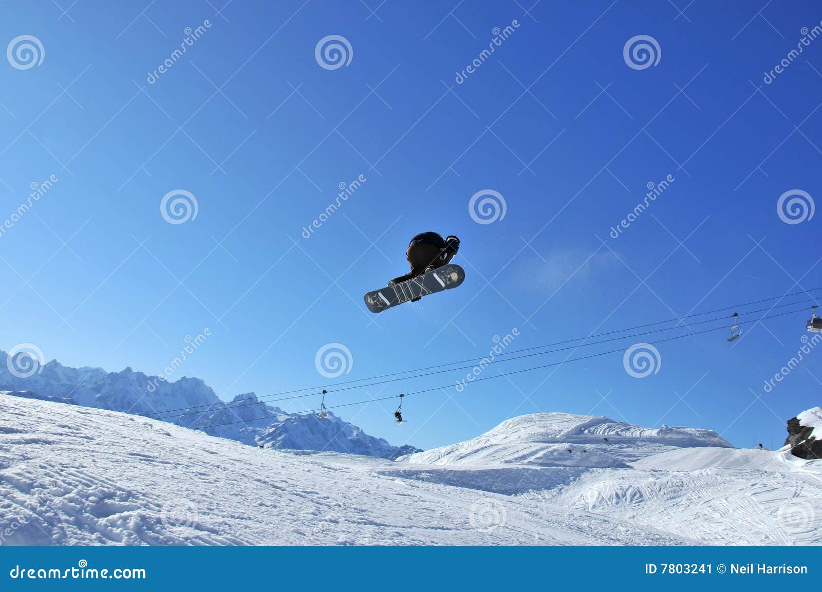 A Snow-boarder Performing Aerial Skiing Stock Image - Image of brave ...