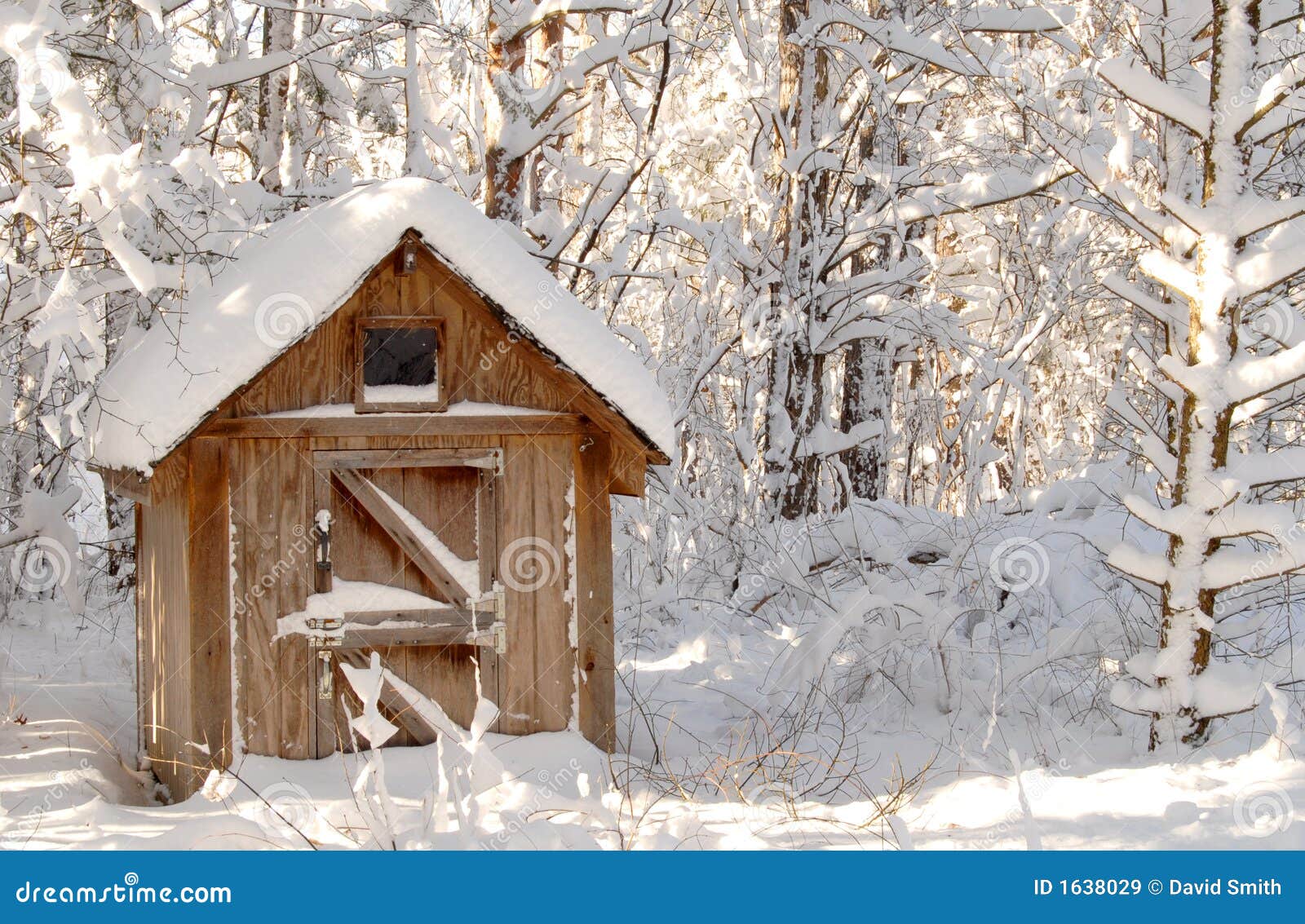 Snow Bound Wooden Shack in a Wooded Setting Stock Image - Image of ...