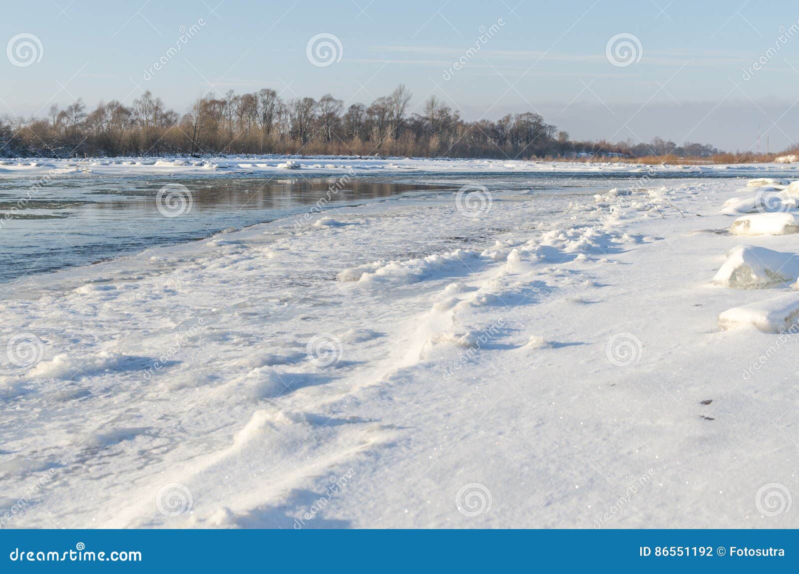 Snow break on river stock photo. Image of stones, winter - 86551192