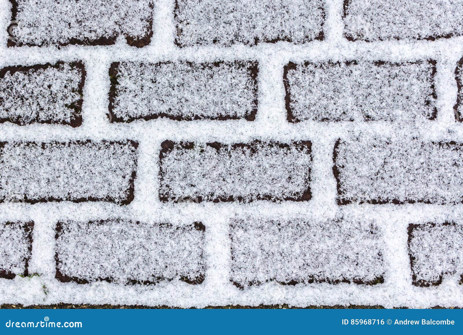 Snow on Brick Paving Abstract Background Texture Stock Photo - Image of ...