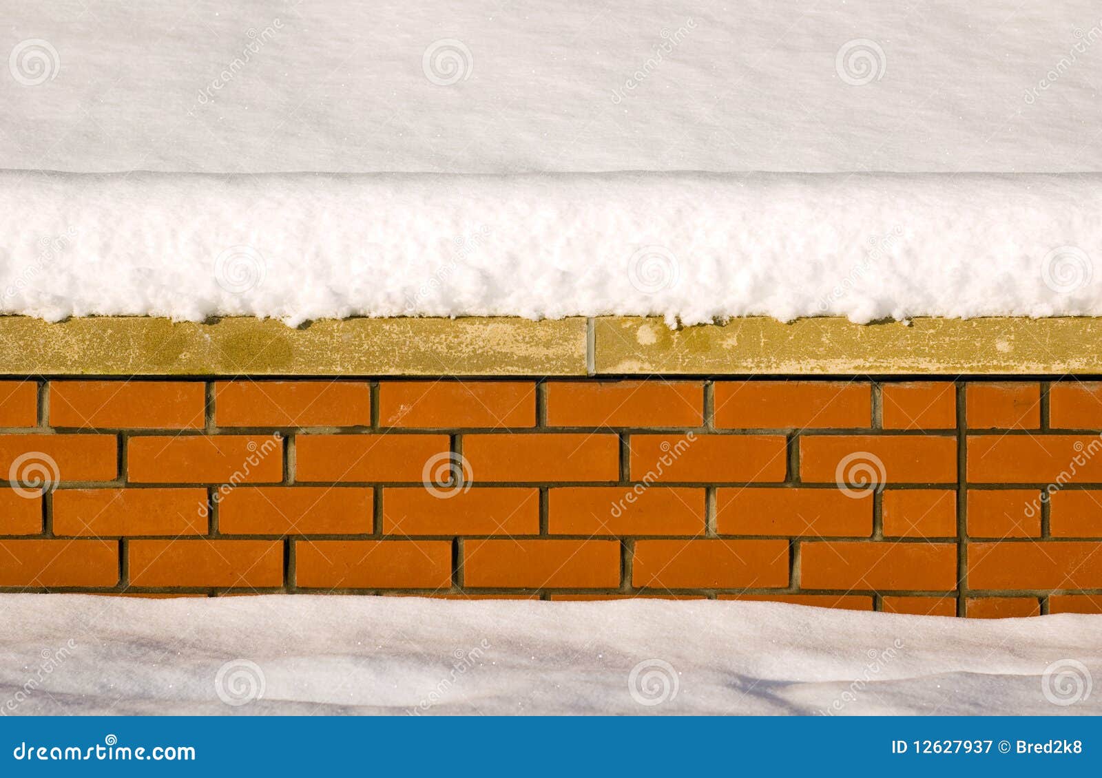Snow on a brick wall stock image. Image of deep, orange - 12627937