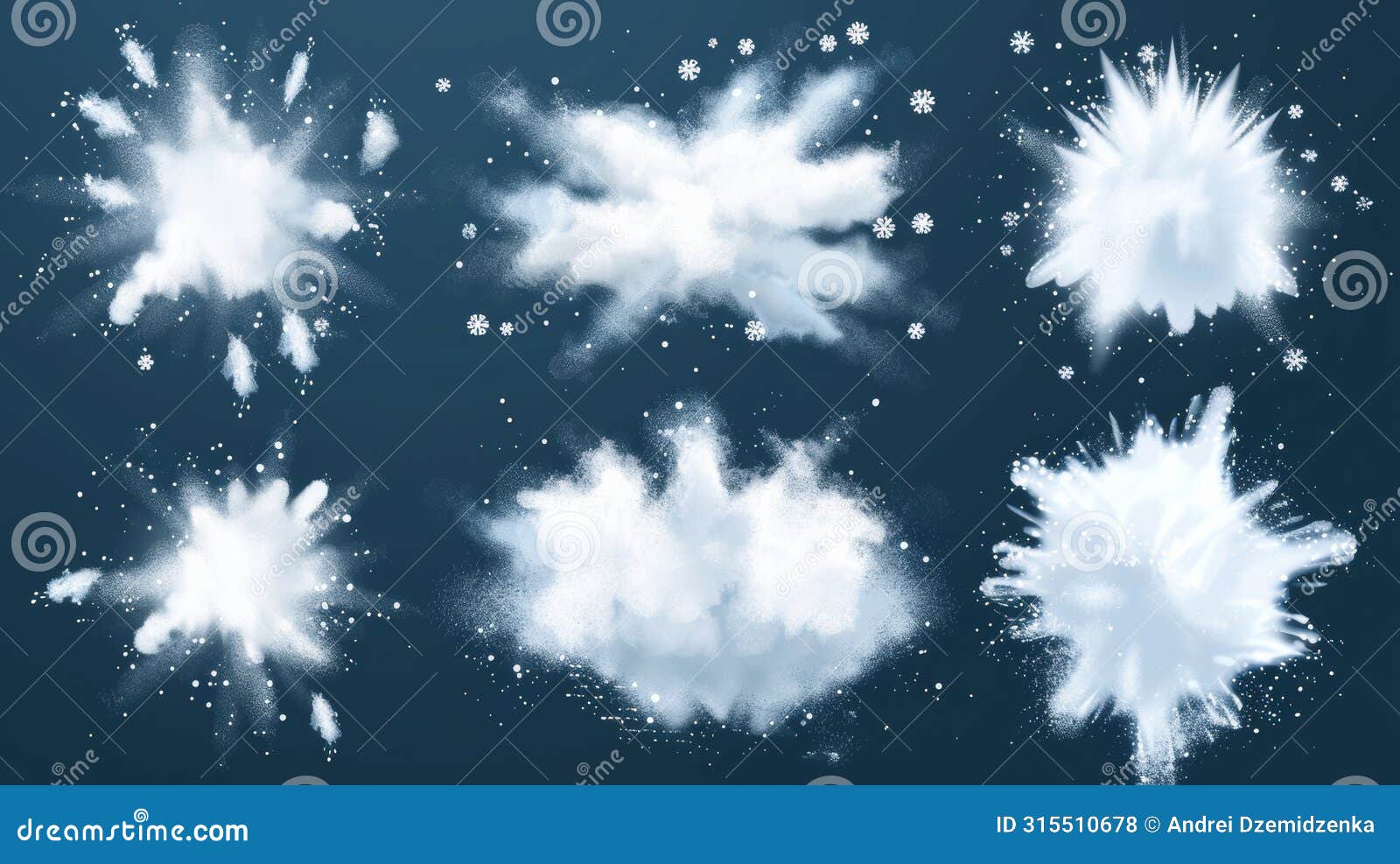 Snow Burst with Exploding White Powder Clouds, Ice Particles and ...
