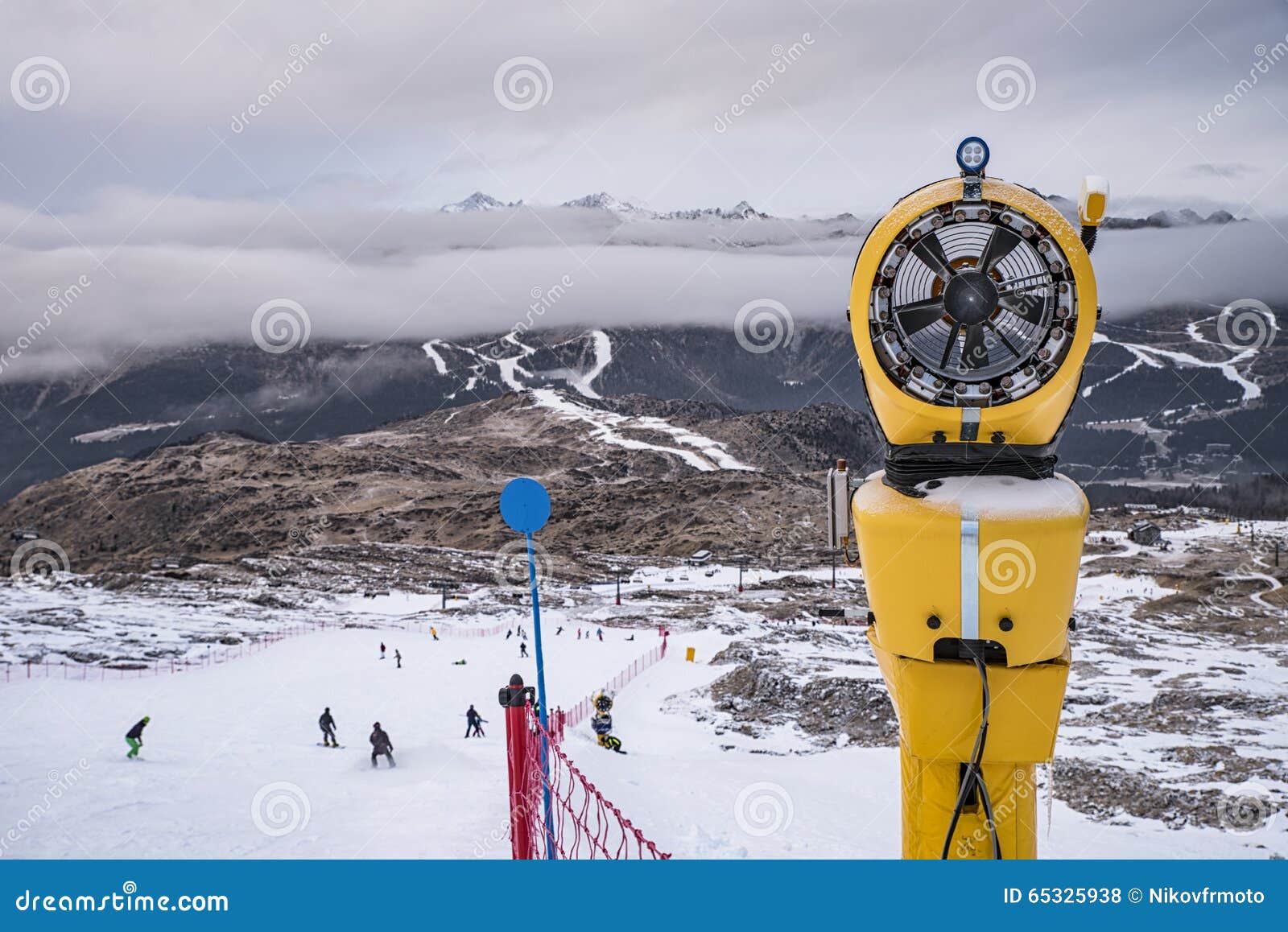 Snow cannon stock photo. Image of machine, mountain, spray - 65325938