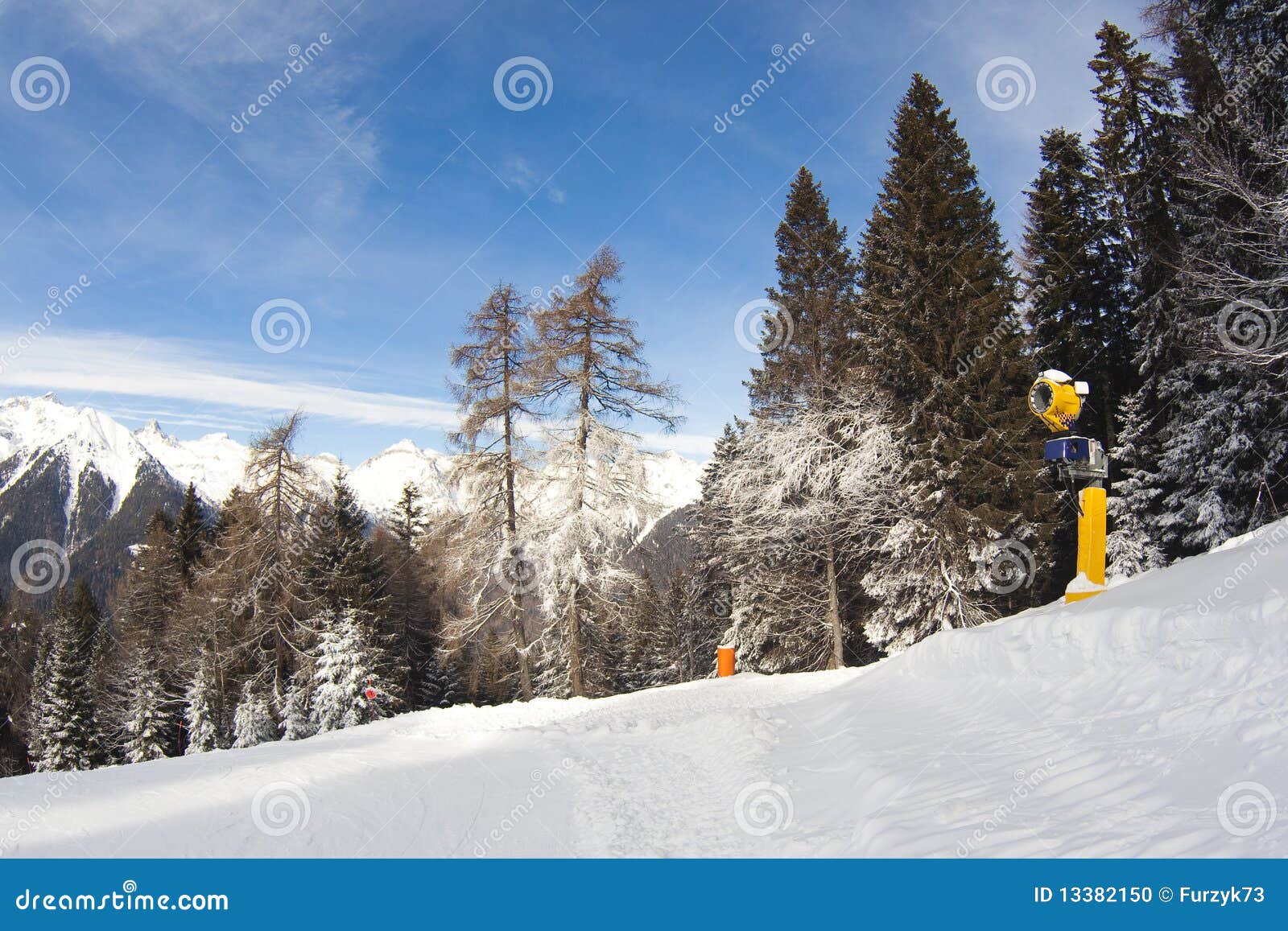 Snow Cannon in Italian Dolomites Stock Photo - Image of outdoor, sport ...