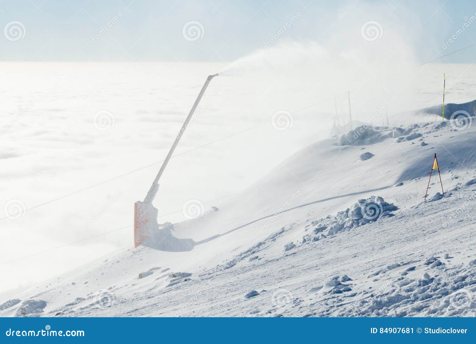 Snow Cannon Making Powder on a Mountain Ski Slope Stock Image - Image ...