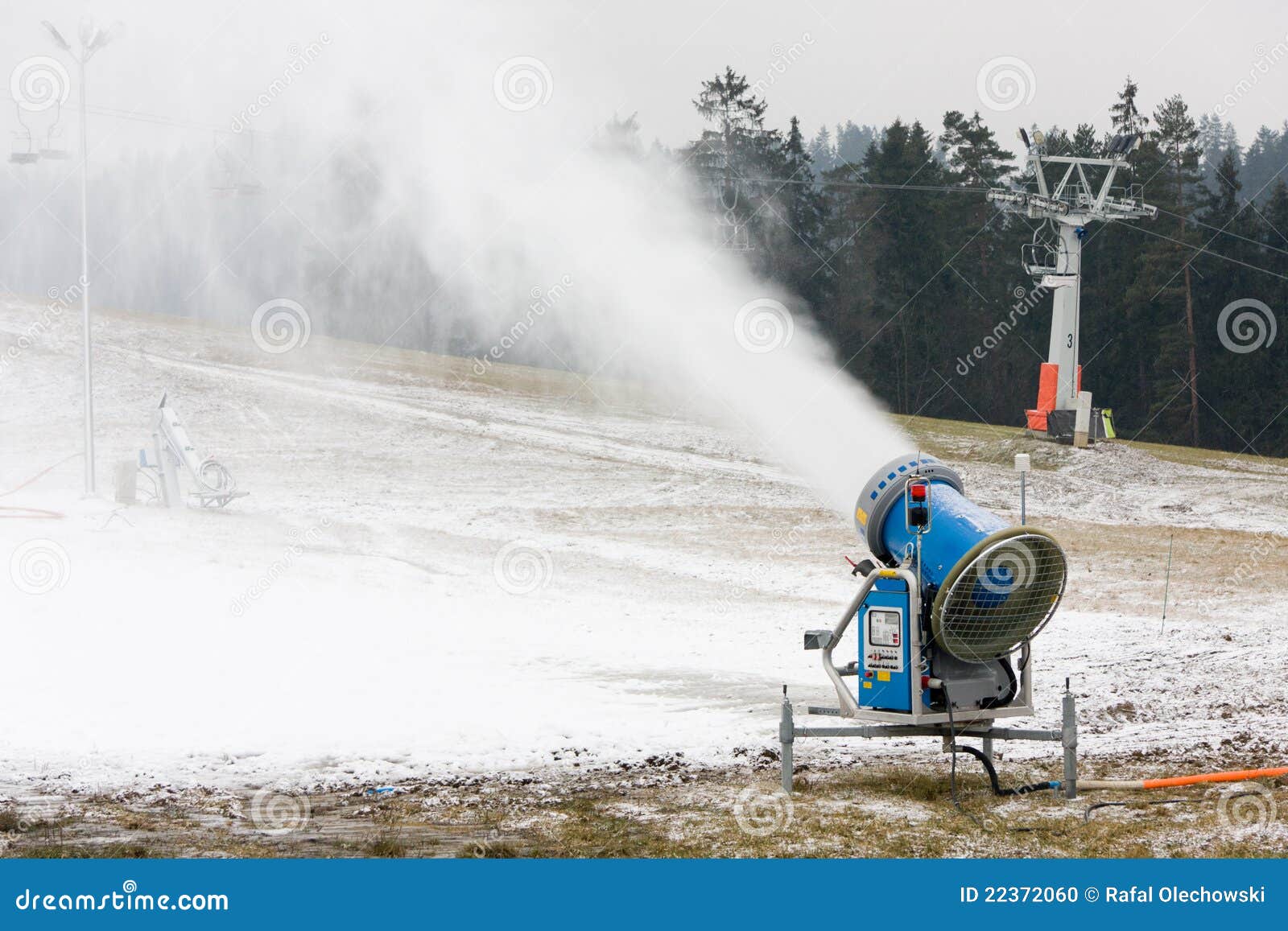 Snow Cannon Preparing a Slope Stock Photo - Image of weather, powder ...