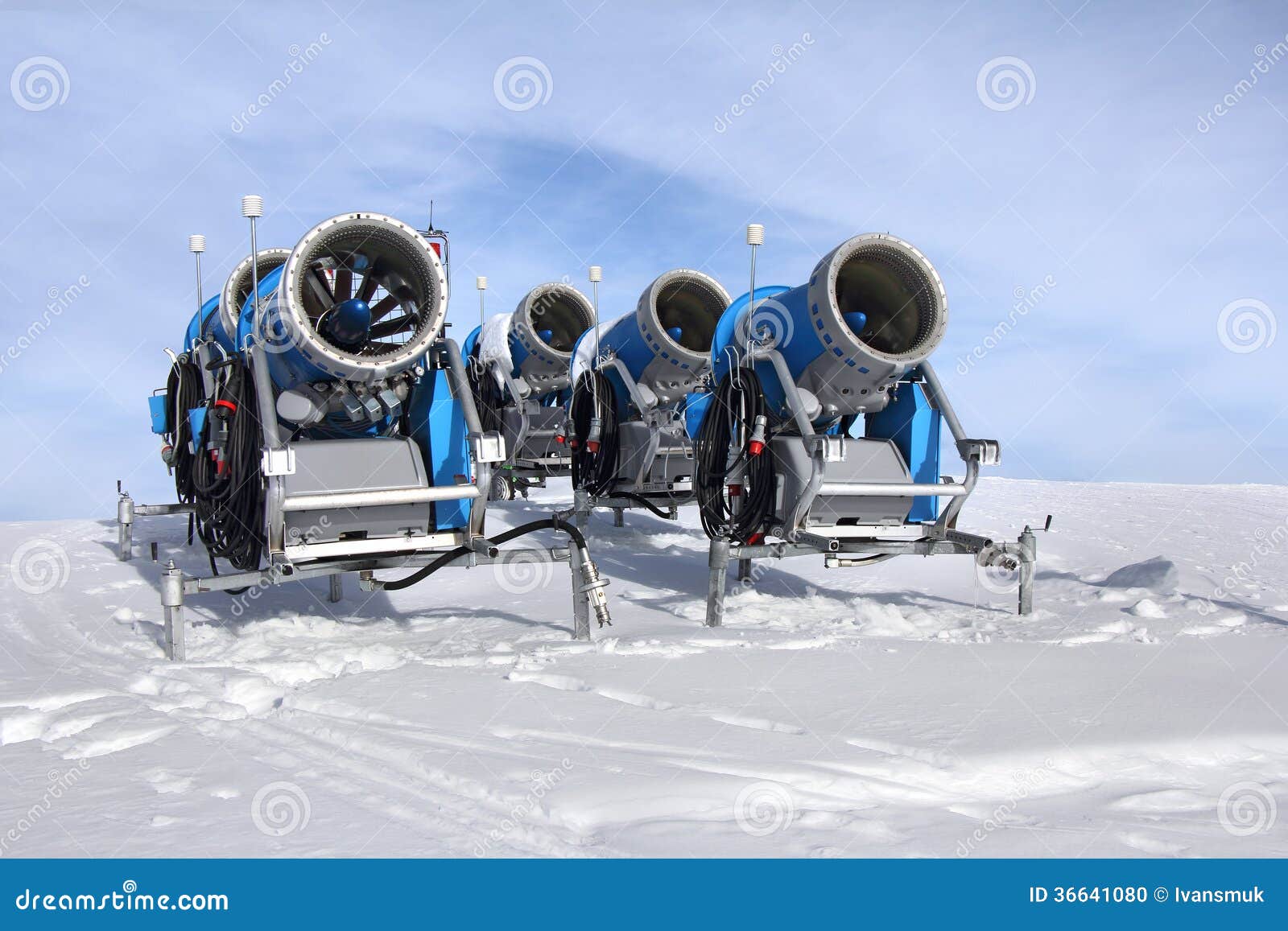 Snow Cannons stock photo. Image of snowgun, snowflake - 36641080